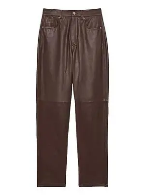REISS Verona Slim-leg High-rise Leather Trousers - Oxblood Burgundy