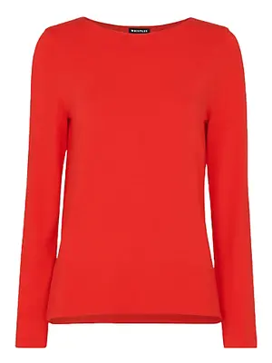 Whistles Straight-neck Slim-fit Stretch-jersey Top - Red