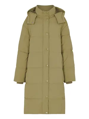 Whistles Relaxed-fit Hooded Quilted Shell Coat - Khaki/olive