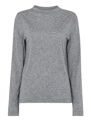 Whistles Round-neck Long-sleeve Woven Top - Grey