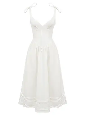House Of Cb Hattie Pintucked Cotton-blend Midi Dress - White