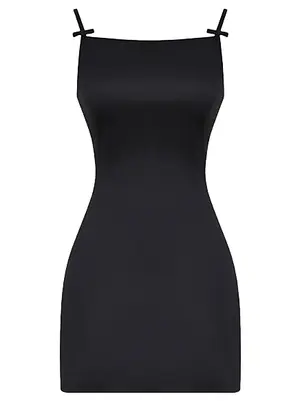 House Of Cb Square-neck Stretch-satin Mini Dress - Black