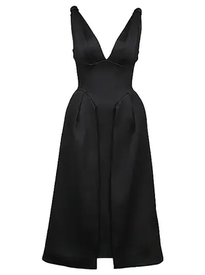 House Of Cb Debutante Open Back Satin Midi Dress In Wind Chime
