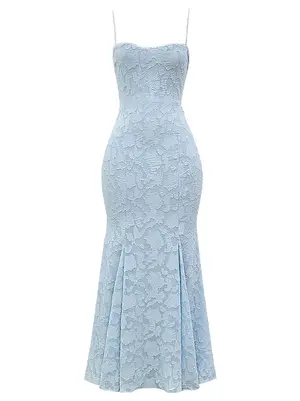 House Of Cb Joan Lace-up Maxi Dress - Bluebell