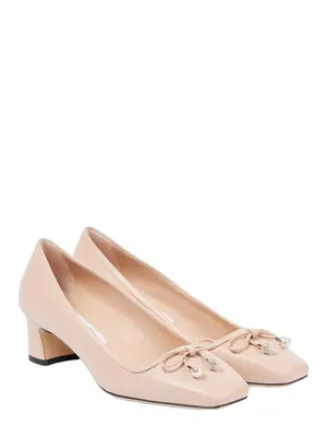 JIMMY CHOO Elme 45 Leather Pumps - Beige