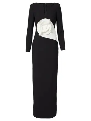 Roland Mouret Floral-applique Crepe Gown - Black