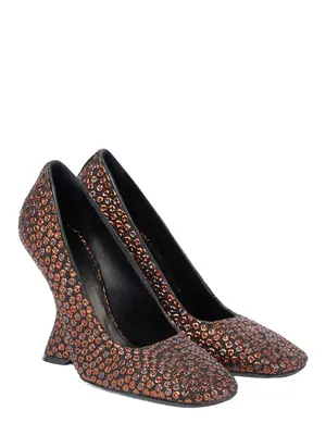 Dries Van Noten Jacquard Wedge Pumps - Brown