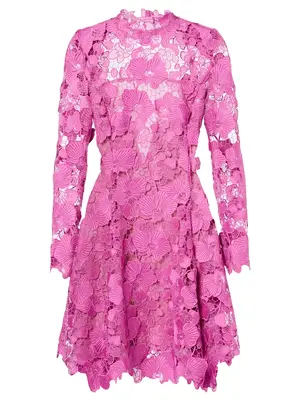 Oscar De La Renta Floral Lace Mini Dress - Orange