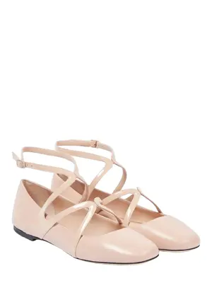 JIMMY CHOO Astoria Leather Ballet Flats - Beige