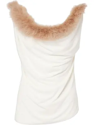 Coperni Boa Feather-trimmed Top - White