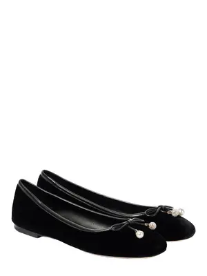 JIMMY CHOO Elme Velvet Ballerinas - Black