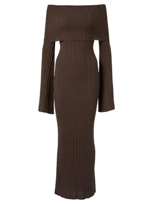 AYA MUSE Off-shoulder Maxi Dress - Brown