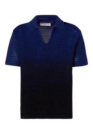 Orlebar Brown Cotton Crochet Polo Shirt - Blue