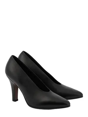 THE ROW Prudens 90 Leather Pumps - Black