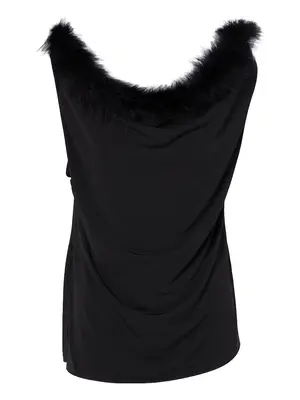 Coperni Boa Feather-trimmed Jersey Top - Black