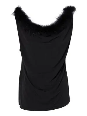 Coperni Boa Feather-trimmed Jersey Top - Black