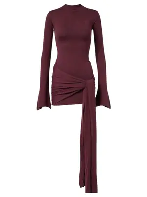 AYA MUSE Draped Silk-blend Jersey Minidress - Burgundy