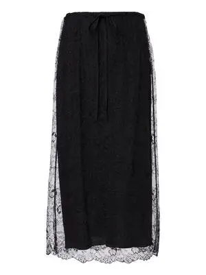 Valentino Garavani Floral Lace Midi Skirt - Black
