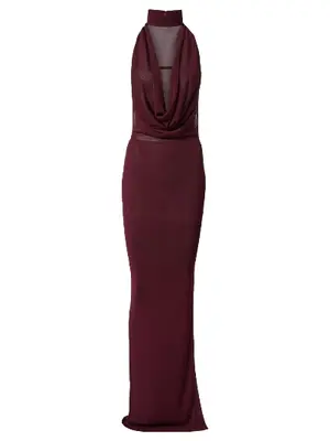 AYA MUSE Draped Halterneck Gown - Burgundy