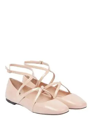 JIMMY CHOO Astoria Leather Ballet Flats - Beige
