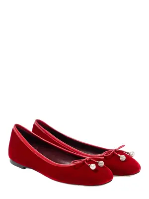 JIMMY CHOO Elme Velvet Ballet Flats - Red