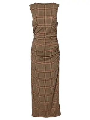 Veronica Beard Veronica Beard Charissa Checked Midi Dress Beige