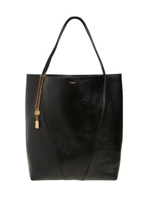 Chloé Large Spin Leather Tote - 001 Black