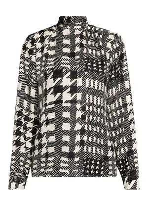Libertine Bianca Houndstooth-print Silk Blouse - Crebk