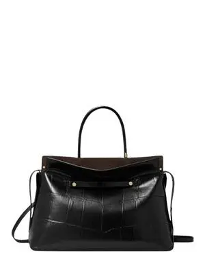 Tory Burch-Tory Burch Mercer Large Croc-Embossed Satchel