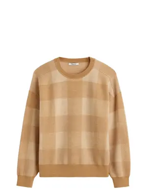 Madewell Plaid Merino Wool Sweatshirt - Camel Combo