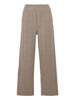 LISA YANG Ebba Cable-knit Cashmere Wide-leg Pants - Brown