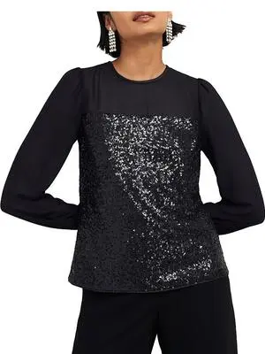 HOBBS LONDON Zariah Sequin Top - Black