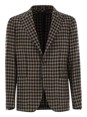 Tagliatore Houndstooth Virgin Wool-blend Jacket - Black