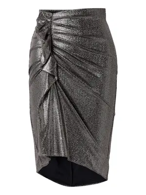 MARANT ETOILE Dolene Ruched Midi Skirt - Metallic