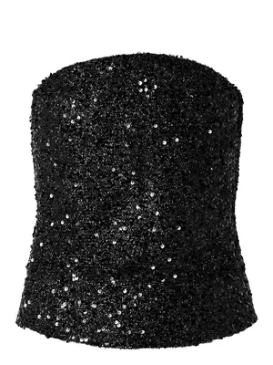 Isabel Marant Aviana Sequined Tulle Top - Black
