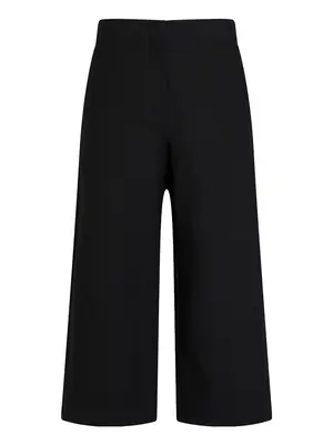 GANNI Cropped Wide-leg Cotton Trousers - Black