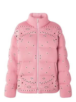 Alanui Bandana Jacquard Quilted Wool Down Jacket - Bubblegum