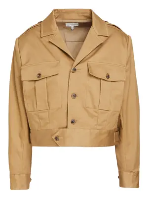 FRAME Pleated Cotton-blend Twill Jacket - Sand