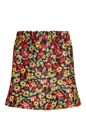 GANNI Floral-jacquard Mini Skirt - Black