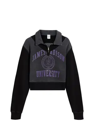 RE/DONE 90s Cropped Printed Half-zip Sweatshirt - Black