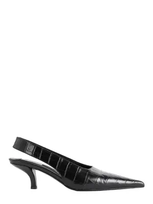TOTEME Croco-embossed Slingbacks - Black