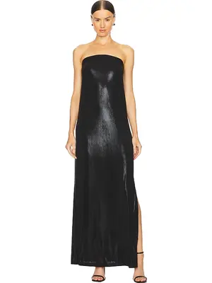 Norma Kamali Strapless Tailored Side Slit Gown Black-4