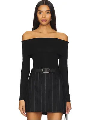 Theory Long Sleeve Off The Shoulder Top - Black