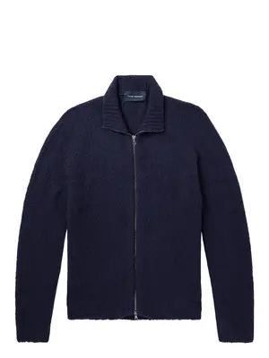 Thom Sweeney Merino Wool-blend Zip-up Cardigan - Blue