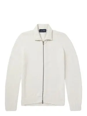 Thom Sweeney Merino Wool-blend Zip-up Cardigan - Neutrals