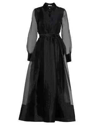 Simkhai Montgomery Organza Button-front Gown Black