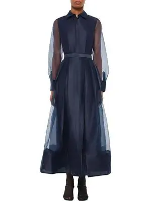 Simkhai Montgomery Organza Button-front Gown Midnight