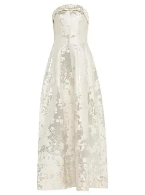 Simkhai Octavia Floral Strapless Gown - Silver