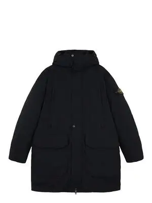 Stone Island Polyester Micro Twill Long Down Parka Jacket - Black