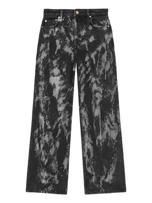 GANNI Painterly-print Palazzo Trousers - Black